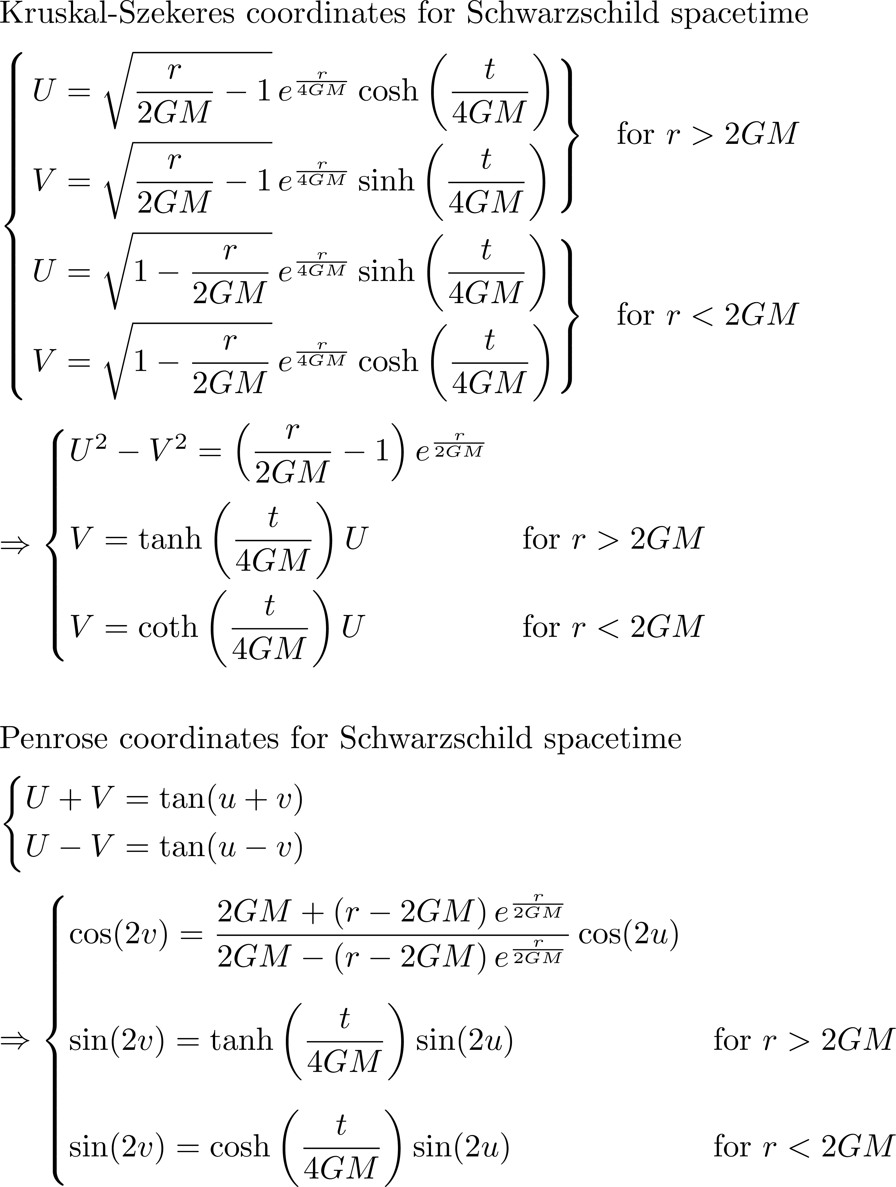 Penrose diagrams of Minkowski and Schwarzschild spacetime – TikZ.net
