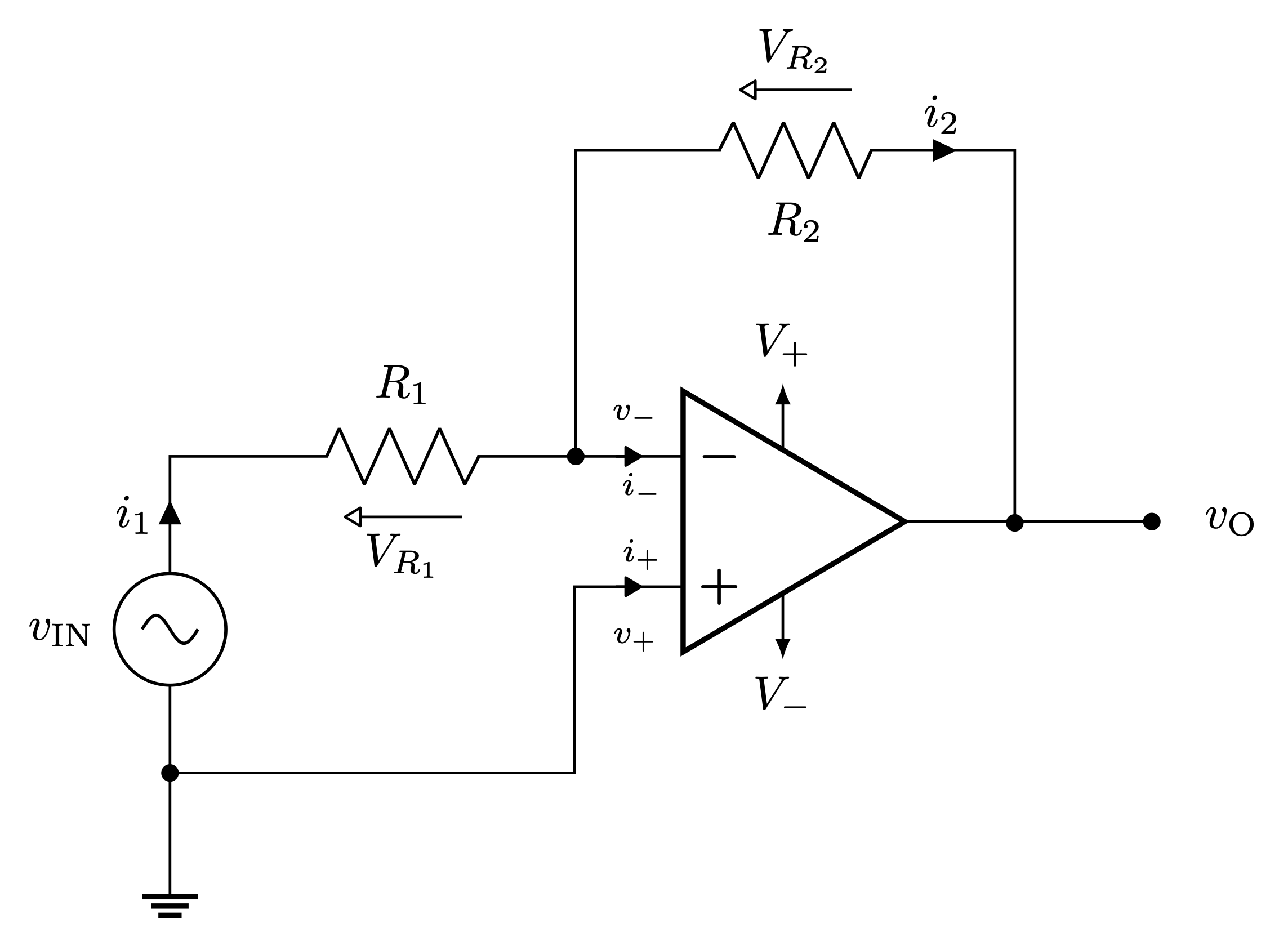 Inverting Op Amp – Negative Feedback – TikZ.net